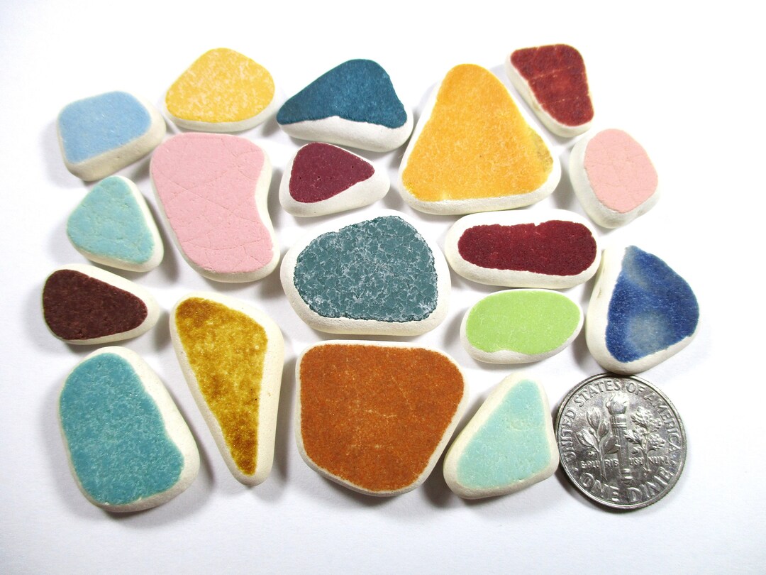 BEACH SEA TILE Shards 18 Red Blue Brown Pink Lime Green Teal Real Surf ...