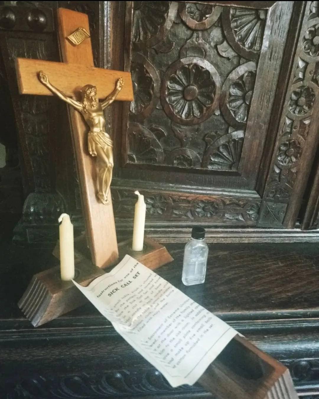 Mid-century Last Rites/sick Call Crucifix With Holy Water Bottle ...
