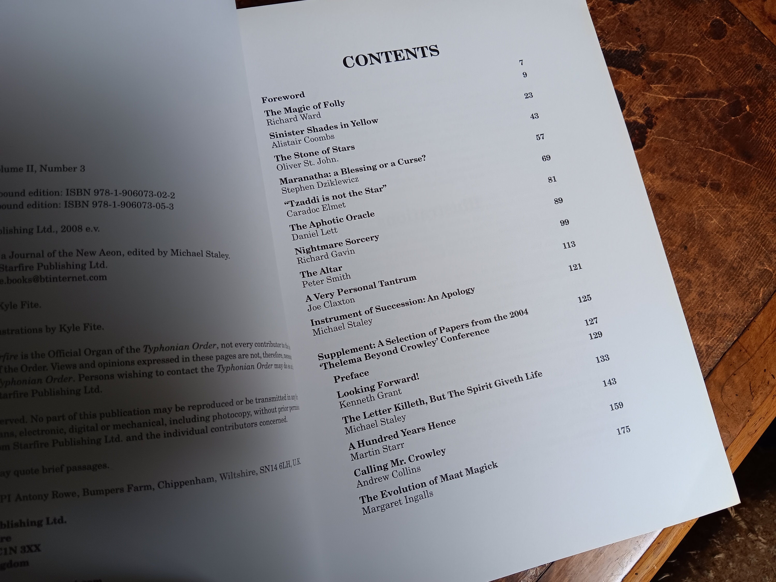 Starfire: A Journal of the New Aeon Volume II, Number 3. Limited to 750 ...
