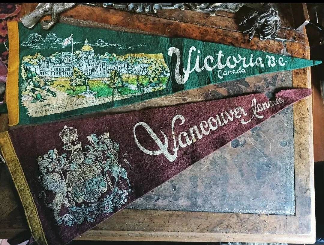 1920's-1930's Felt Pennant Flags for Victoria and Vancouver, BC. - Etsy