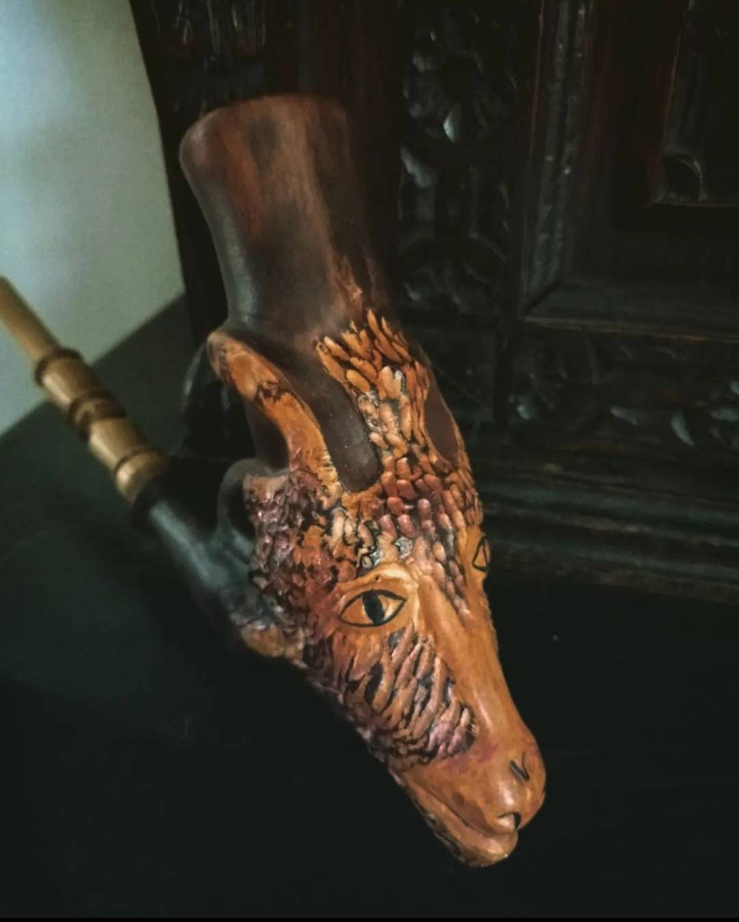 MASSIVE Oversized Old Folk Art Baphomet Goat Ceramic Pipe. - Etsy
