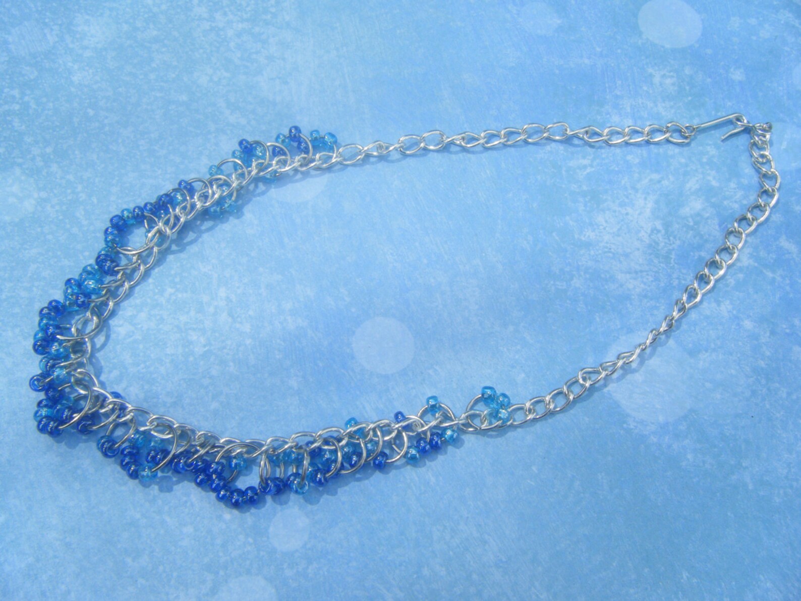Blue Chain and Jump Ring Necklace - Etsy