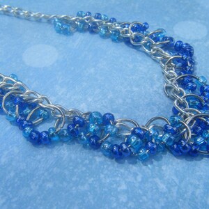 Blue Chain and Jump Ring Necklace - Etsy
