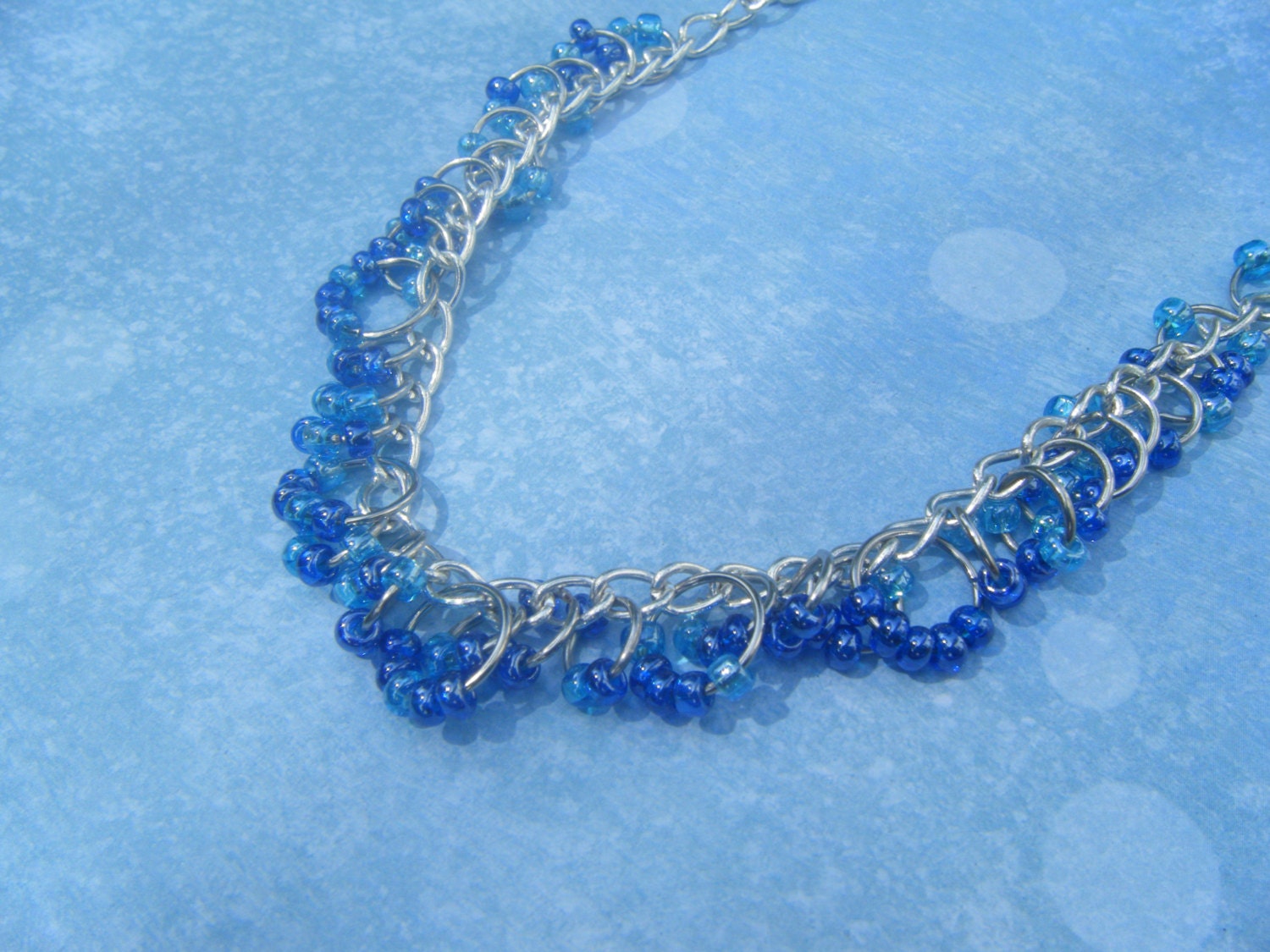 Blue Chain and Jump Ring Necklace - Etsy