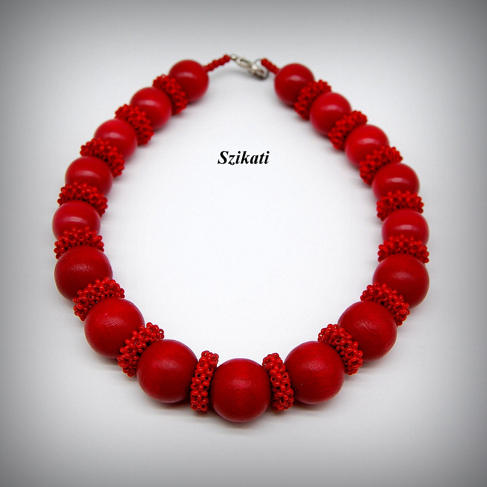 Red Beadwoven Necklace, Original Beadwork, Statement Bead Art, OOAK ...