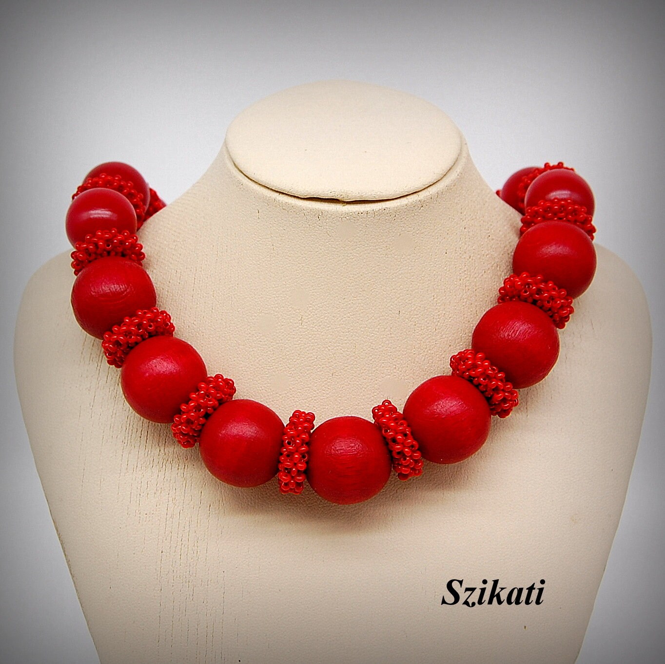 Red Beadwoven Necklace, Original Beadwork, Statement Bead Art, OOAK ...