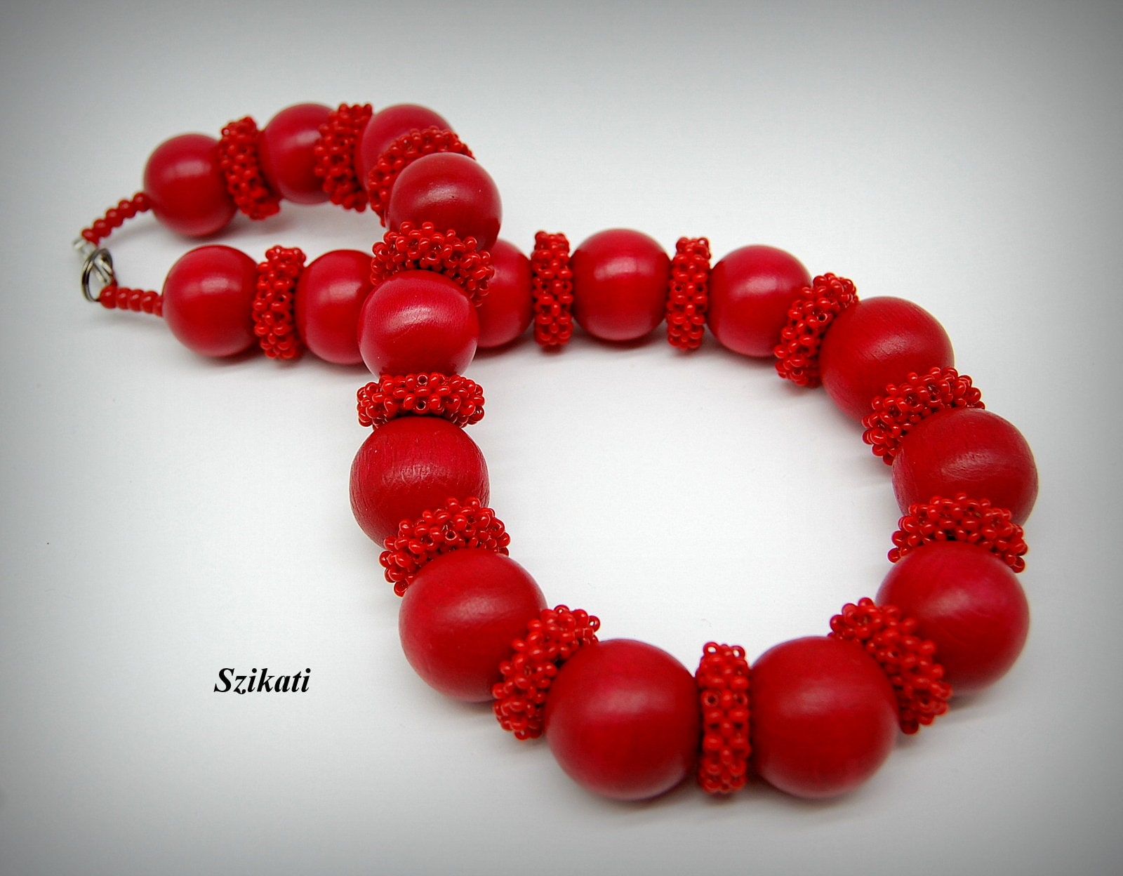 Red Beadwoven Necklace Original Beadwork Statement Bead Art - Etsy