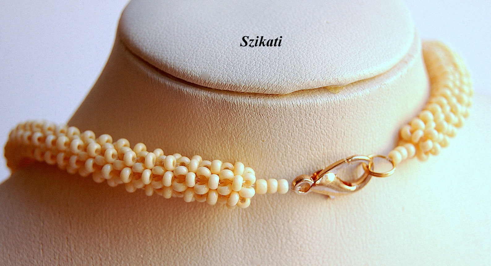 Beige Brown Beadwoven Necklace Original Beadwork RAW OOAK - Etsy