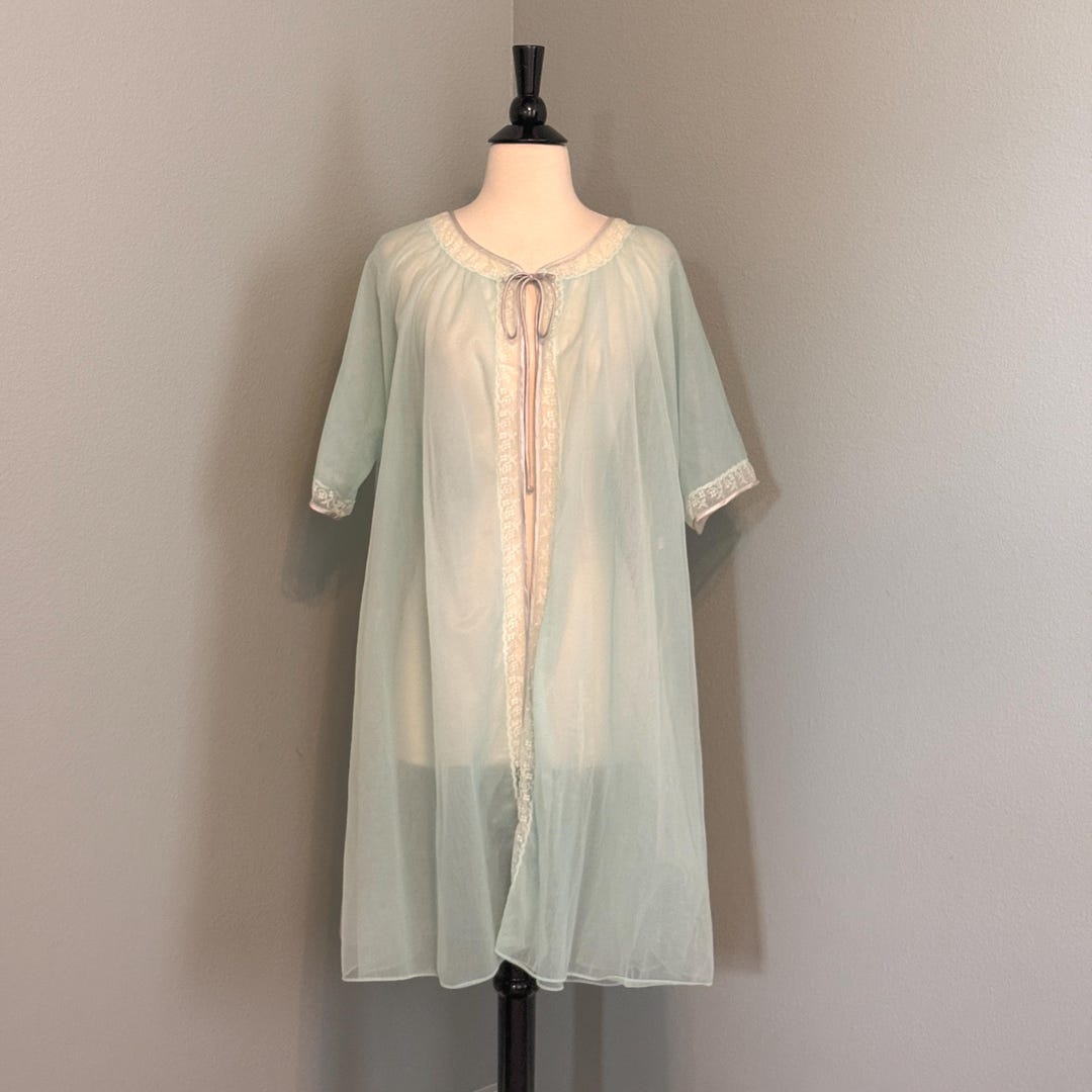 Vanity Fair Vintage 1950s Sheer Ice Blue Robe - Etsy