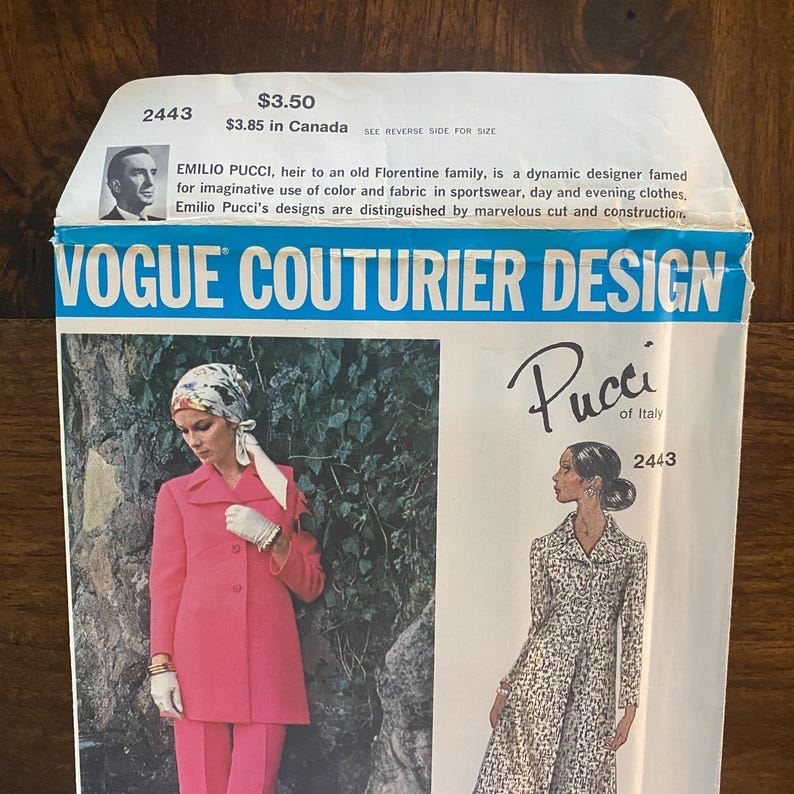 PUCCI Vogue Couturier Design Sewing Pattern 2443 Uncut - Etsy