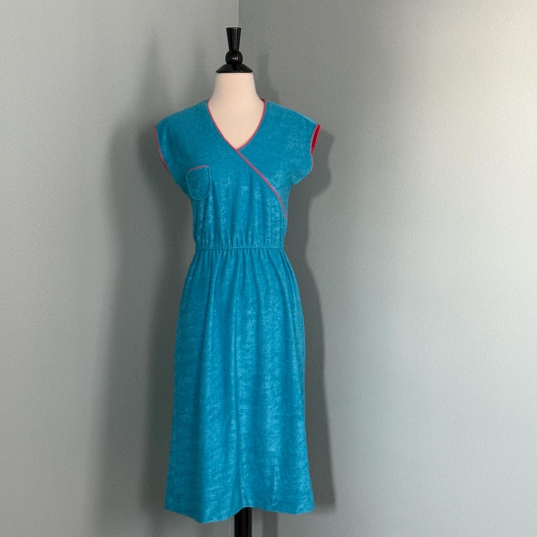 Vintage Stellas Blue Terry Cloth Dress 1970s - Etsy
