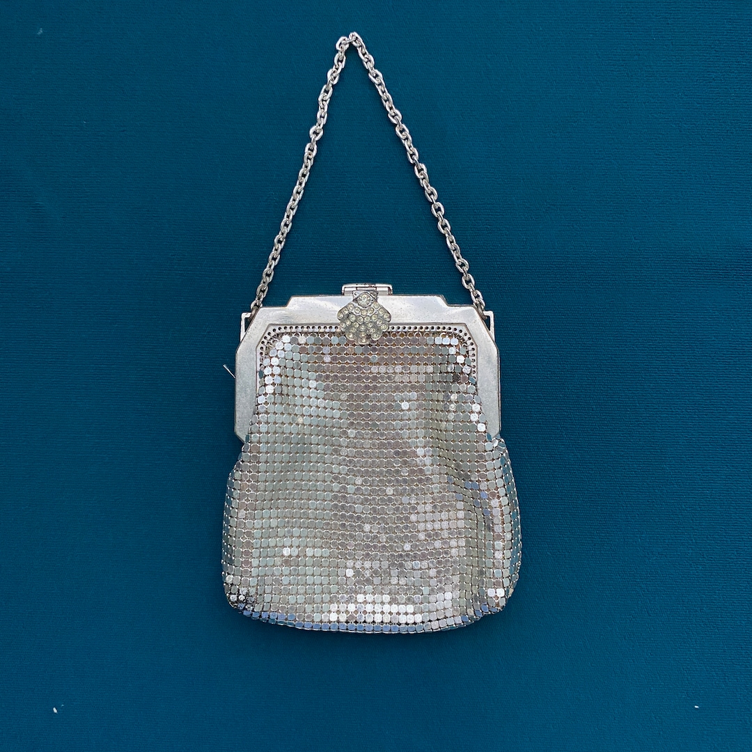 Silver Whiting & Davis Petite Mesh Wrist Bag With Rhinestone Clasp - Etsy
