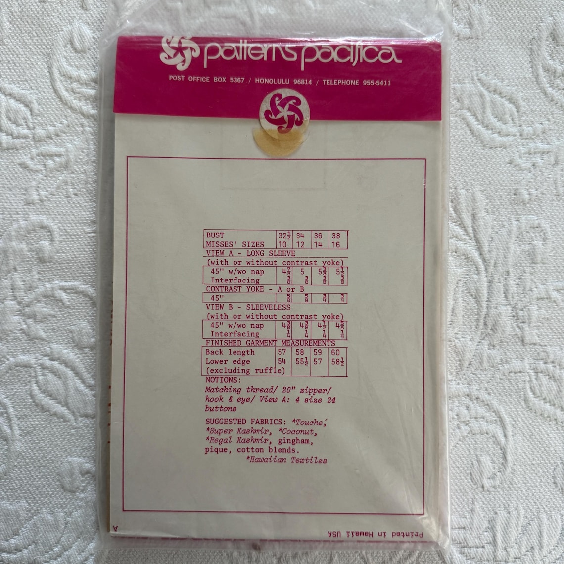 Patterns Pacifica Vintage 1970s Dress Pattern 3062 - Etsy