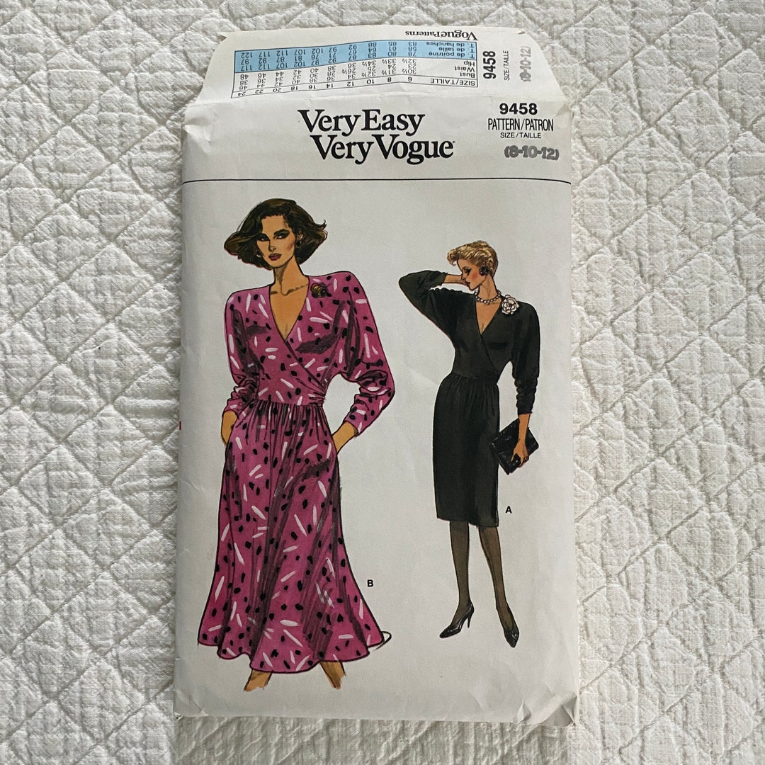 Vogue Faux Wrap Dress Sewing Pattern #9458 - Etsy
