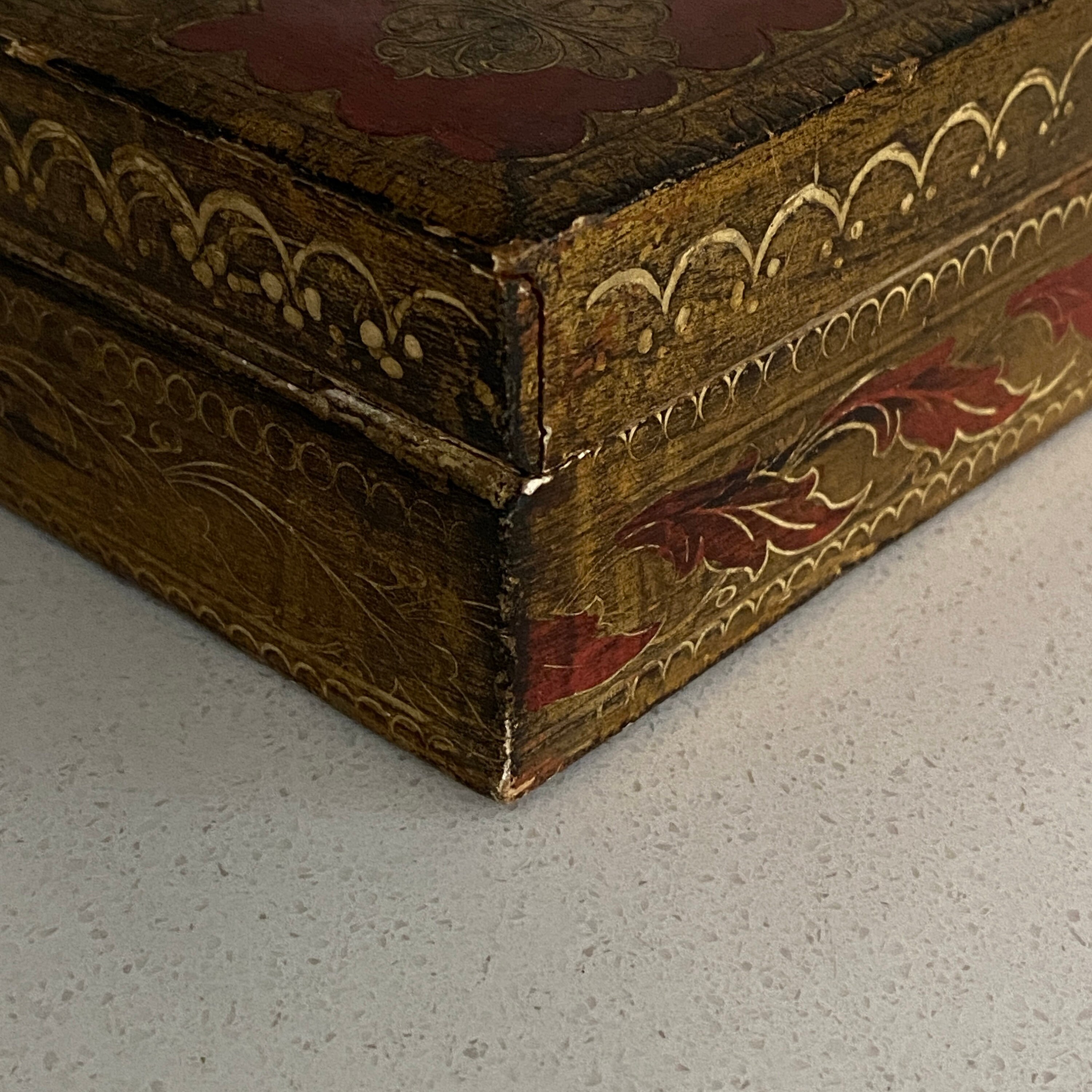 Florentine Italian Red & Gold Hinged Box - Etsy Singapore