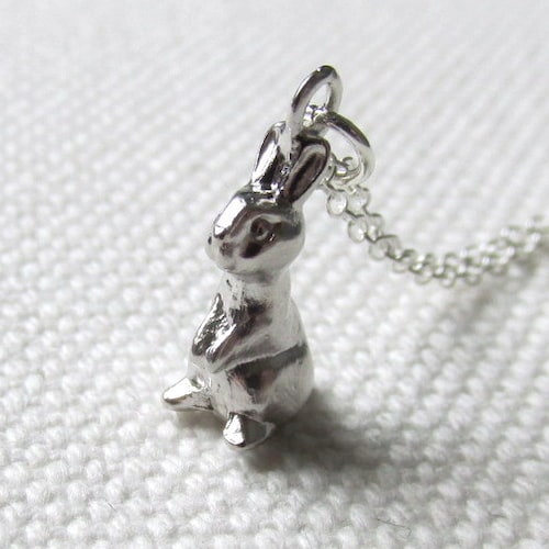 Bunny Rabbit Charm in Sterling Silver | Etsy