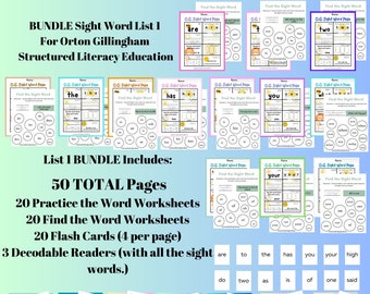 Sight Word Worksheets - Etsy