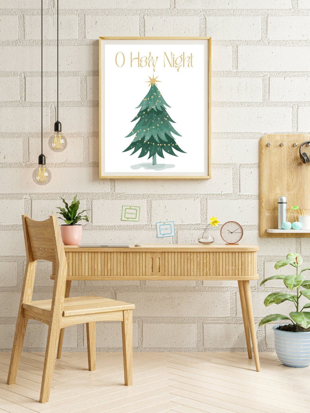 O HOLY NIGHT Christmas Tree Print Download. Christian Christmas Art ...