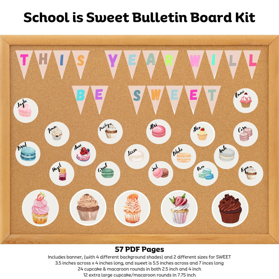 Printable Teacher Bulletin Board Display Kit. School is Sweet. This ...