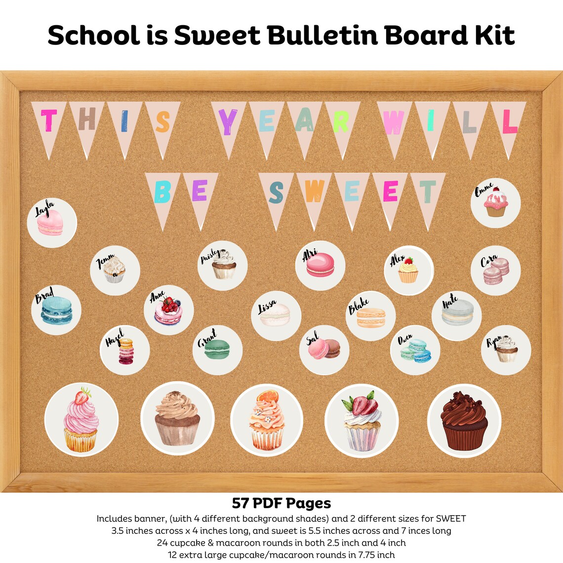 Printable Teacher Bulletin Board Display Kit. School is Sweet. This ...