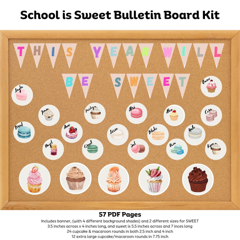 Printable Teacher Bulletin Board Display Kit. School is Sweet. This ...