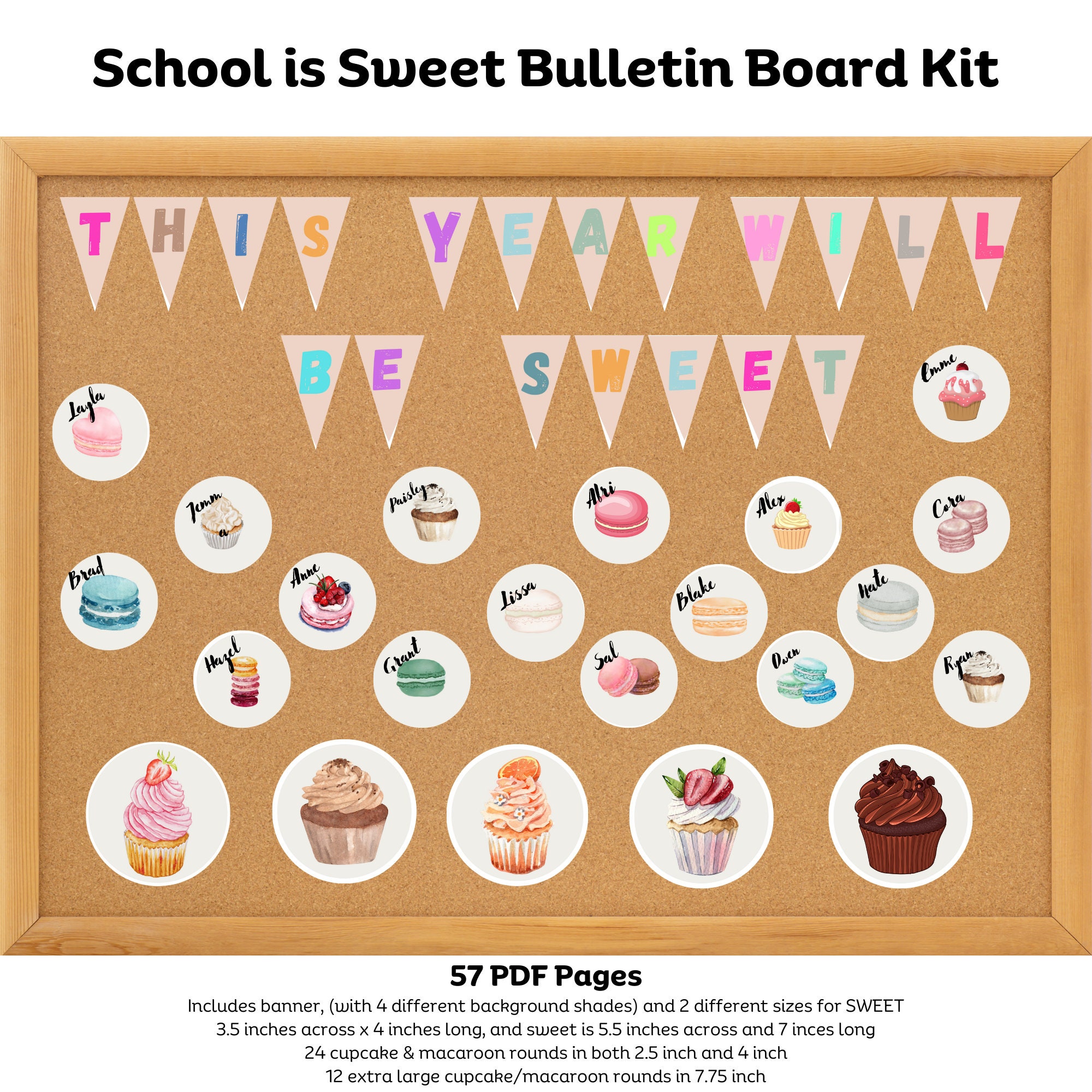 Printable Teacher Bulletin Board Display Kit. School is Sweet. This ...