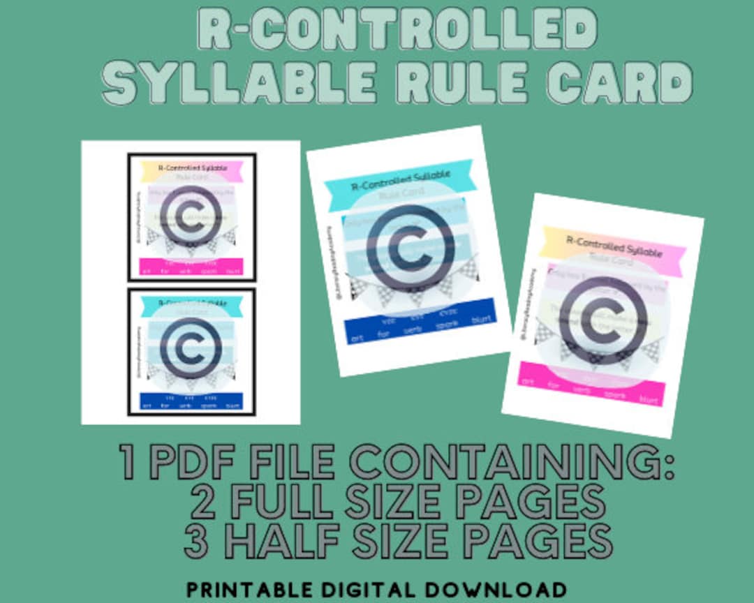 R-controlled SYLLABLE RULE CARD. Dyslexia Card Download. Structured ...