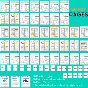 Orton Gillingham Sight Word Worksheets List 2 BUNDLE. 50 Pages. Sight ...