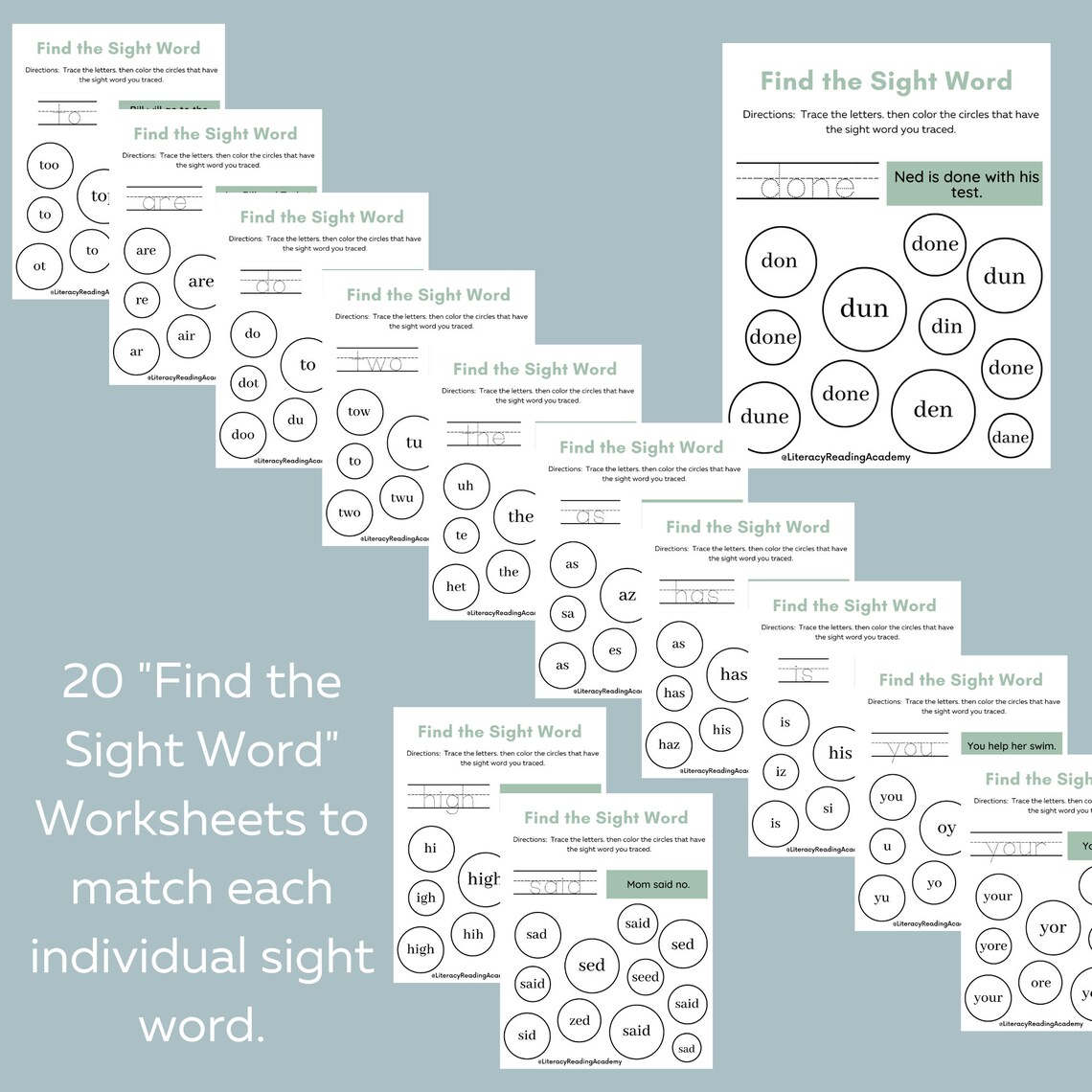 Orton Gillingham Sight Word Worksheets List 1, Educational Worksheets ...