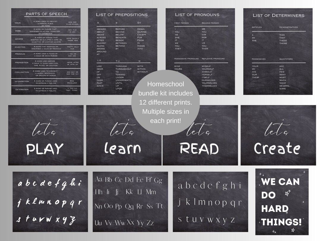 Educational Prints : Chalkboard Collection. 12 Different Pintables ...