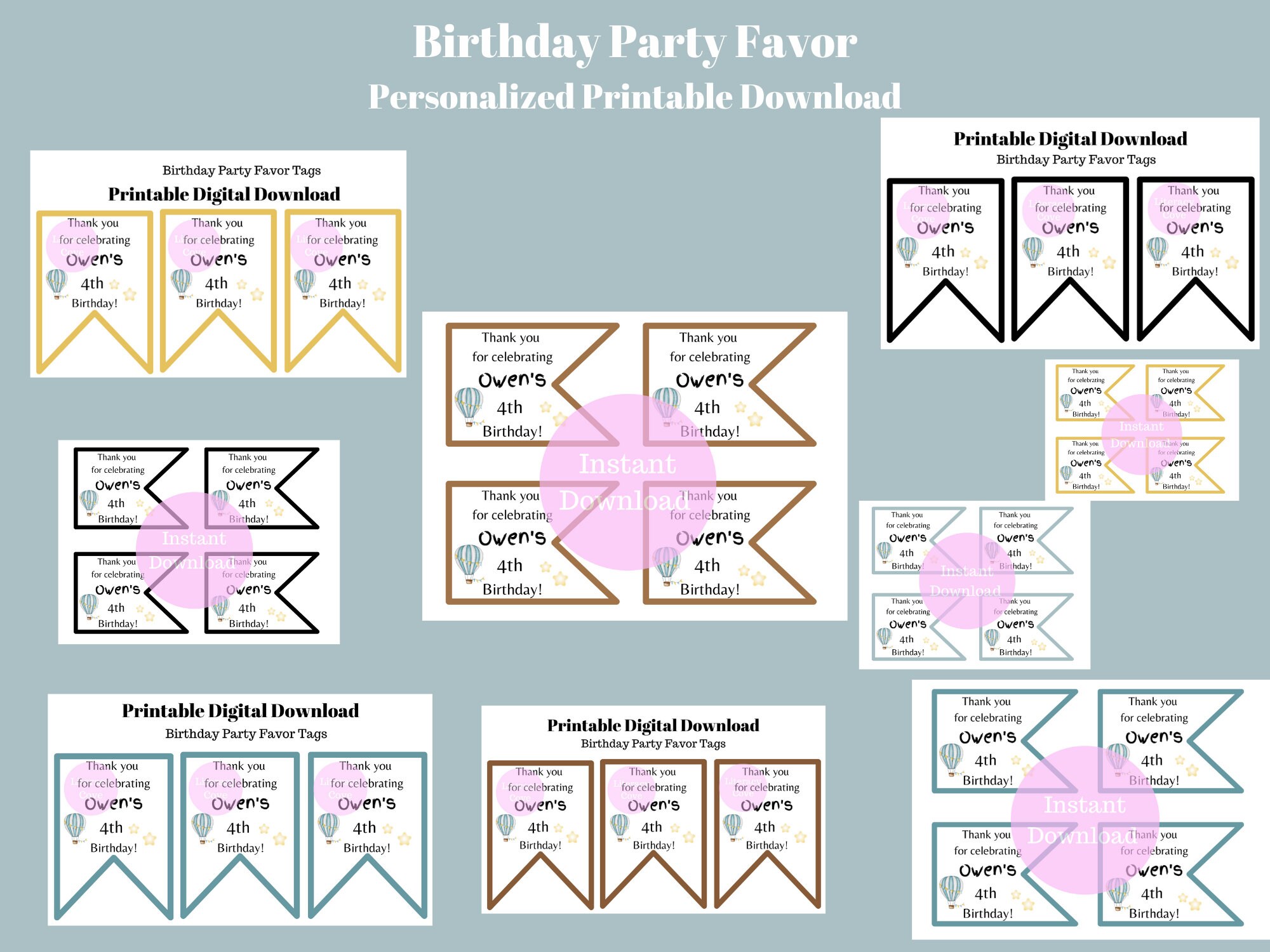 Personalized Birthday Tags. Printable Digital Download. DIY Happy ...