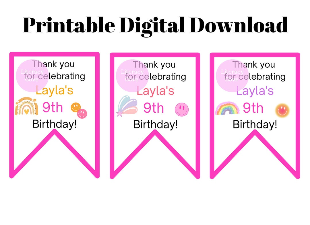 Personalized Birthday Tags. Birthday Party Favors Tags Printable ...