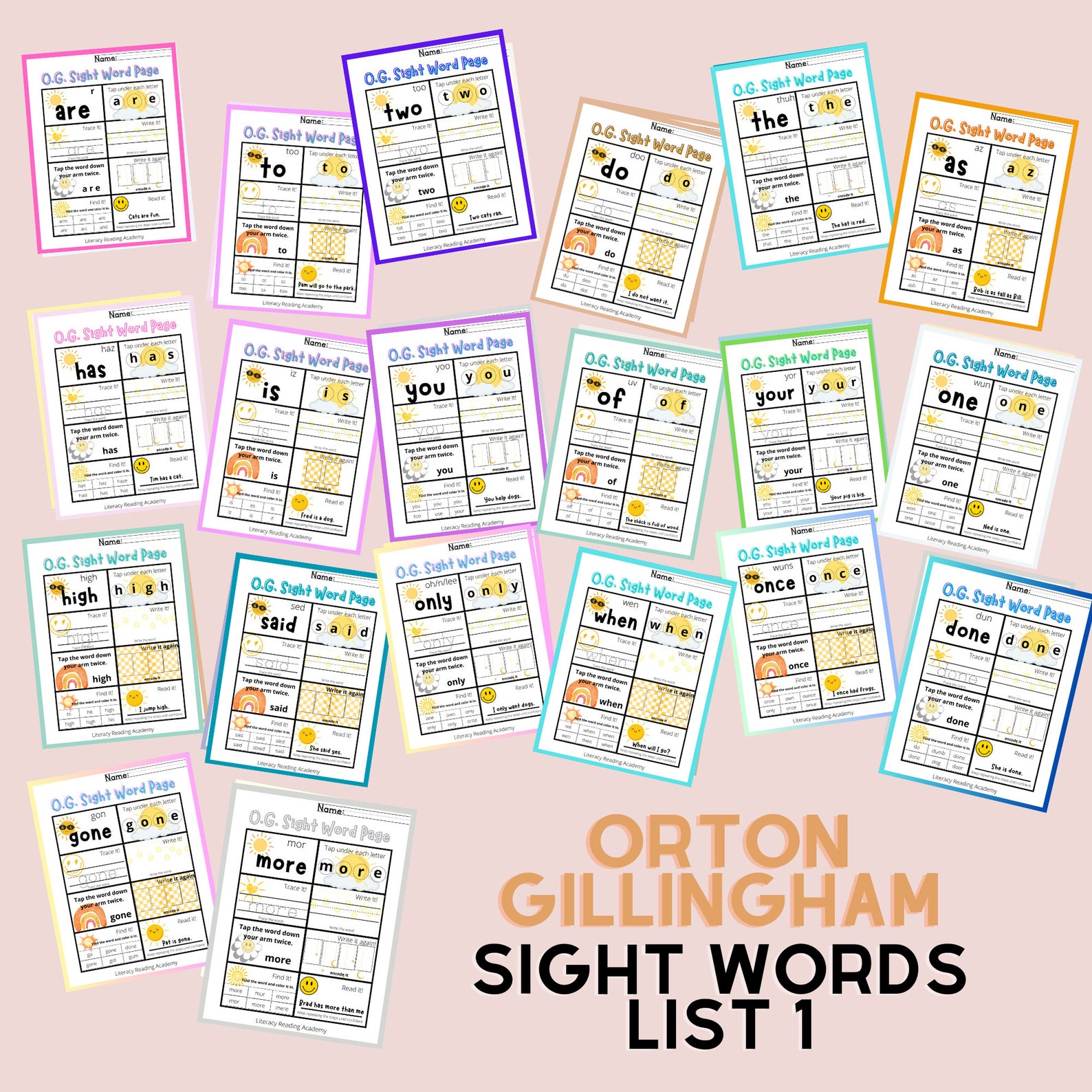 Orton Gillingham Sight Word Worksheets List 1, Educational Worksheets ...