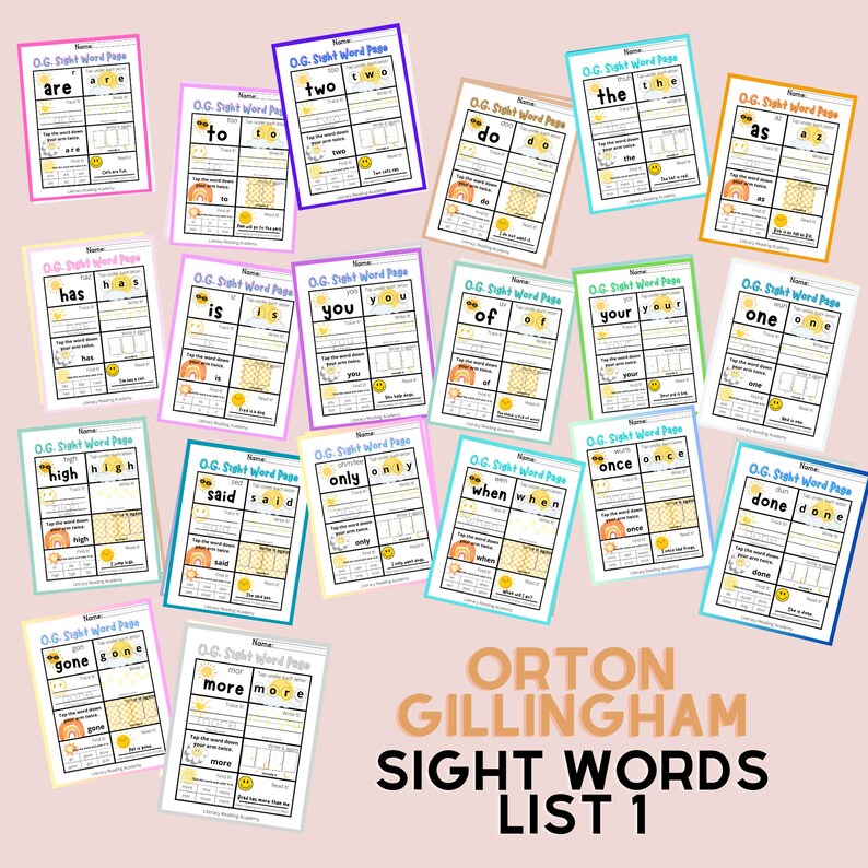 Orton Gillingham Sight Word Worksheets List 1, Educational Worksheets ...