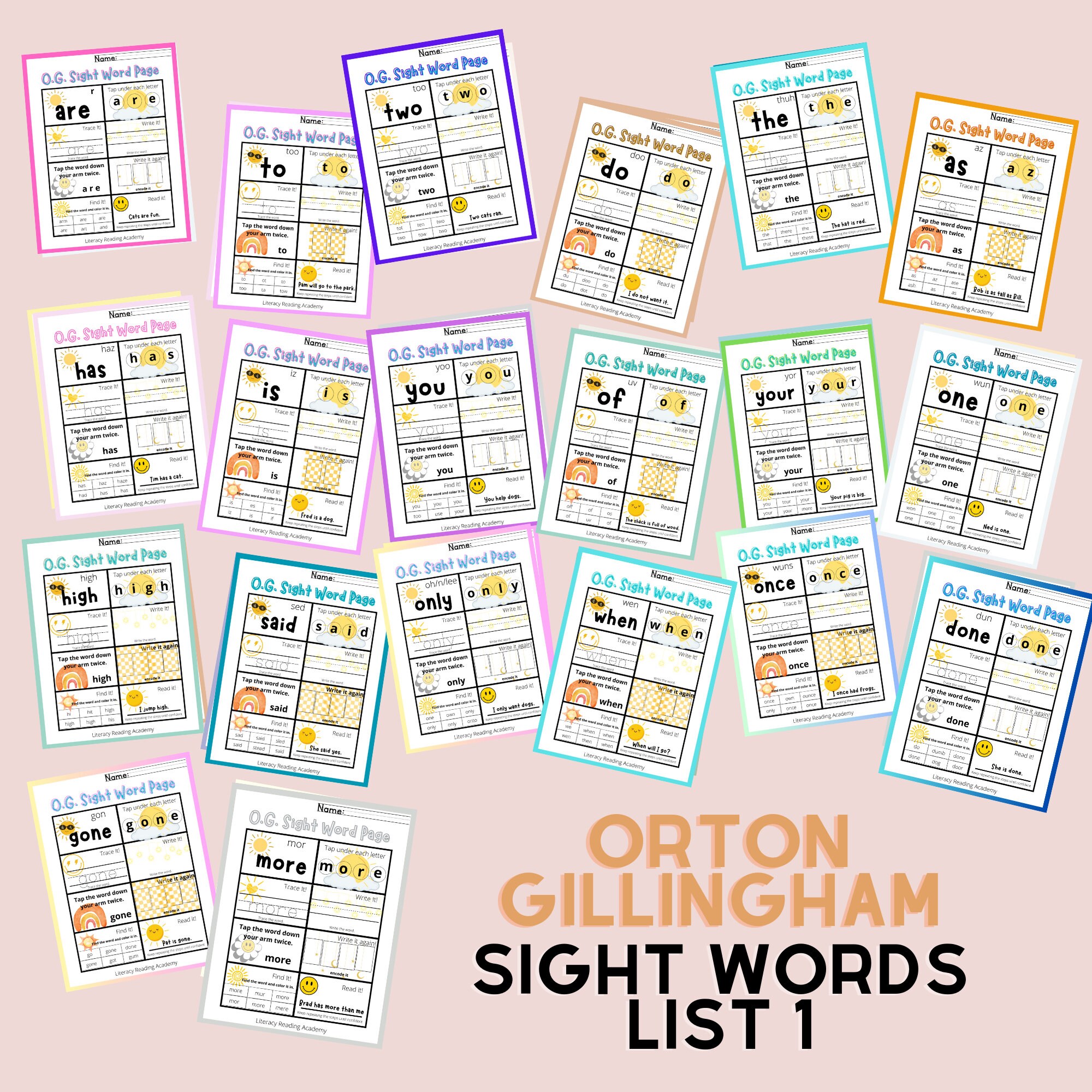 Orton Gillingham Sight Word Worksheets List 1, Educational Worksheets ...
