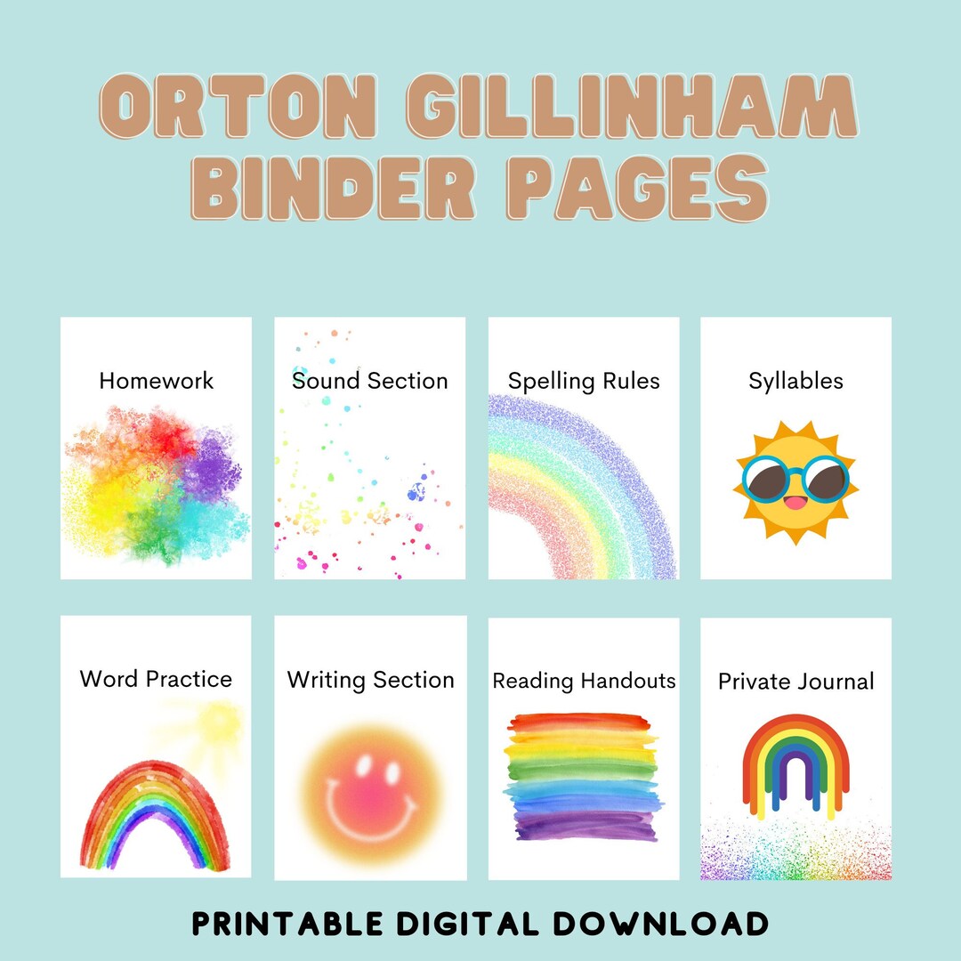 Orton Gillingham Binder Pages. Printable Personalized Binder. Dyslexia ...