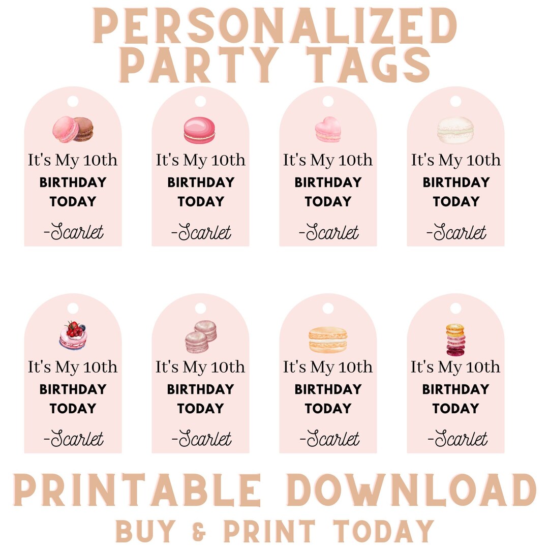 BIRTHDAY PARTY TAGS. Personalized Birthday Tags. Printable Digital ...