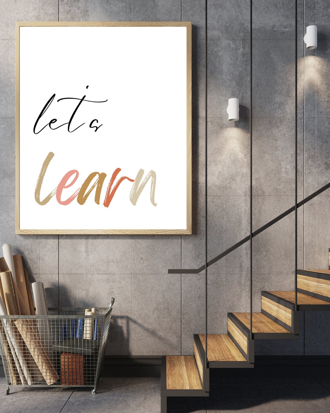 Let's Learn Poster, Educational Wall Art, Homeschool Art, Neutral ...