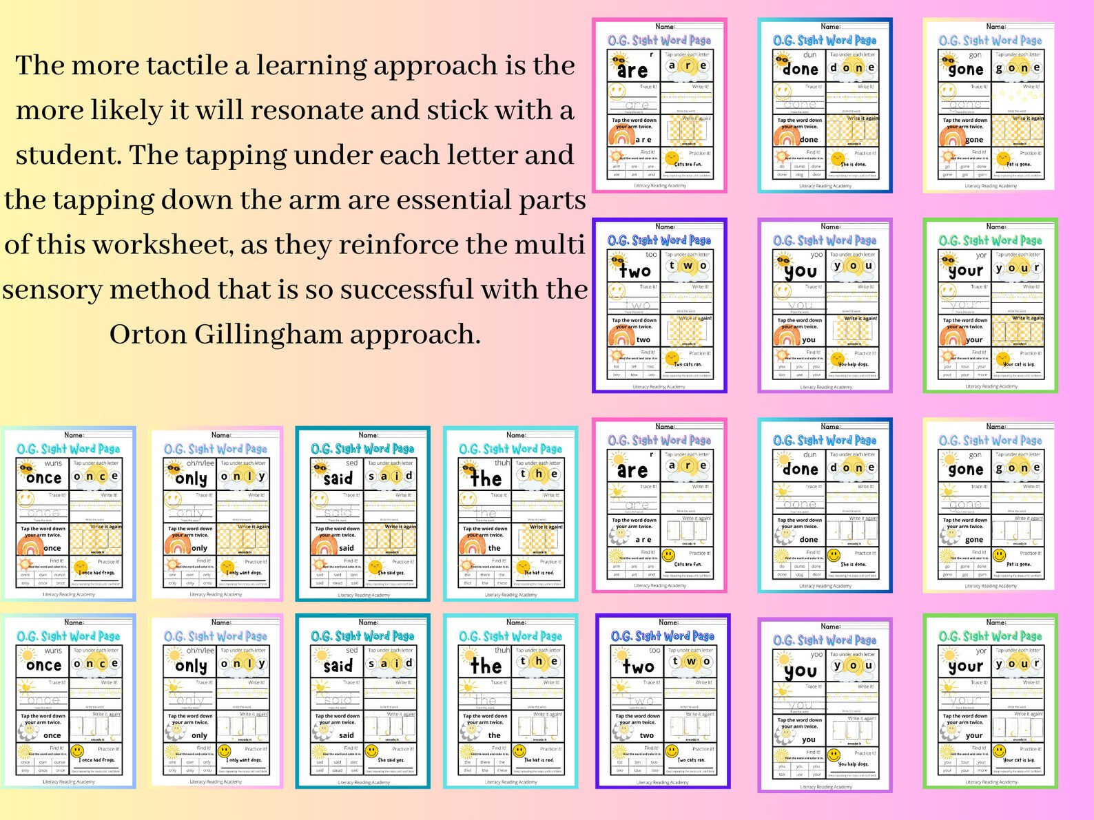 Orton Gillingham Sight Word Worksheets List 1, Educational Worksheets ...