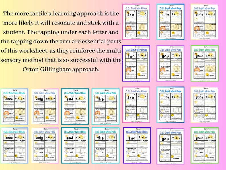 Orton Gillingham Sight Word Worksheets List 1, Educational Worksheets ...