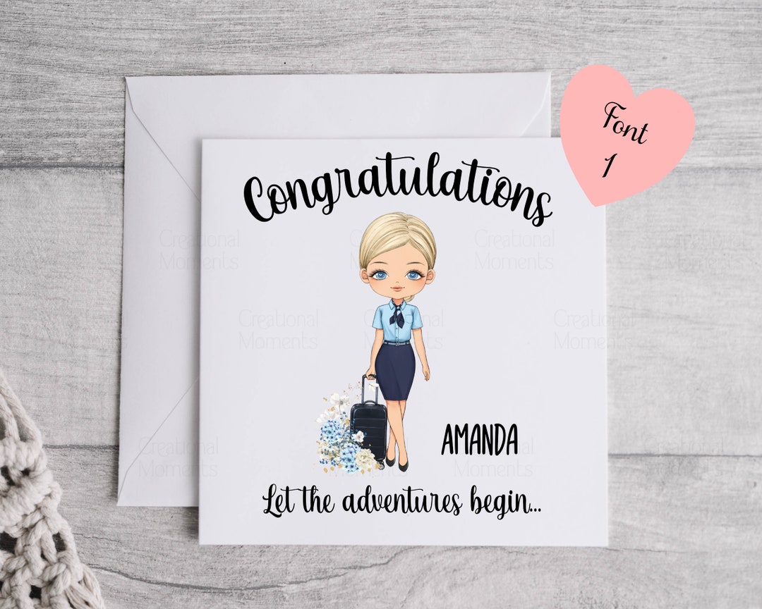Personalised Flight Attendant Card, Air Hostess Card, Cabin Crew Card ...