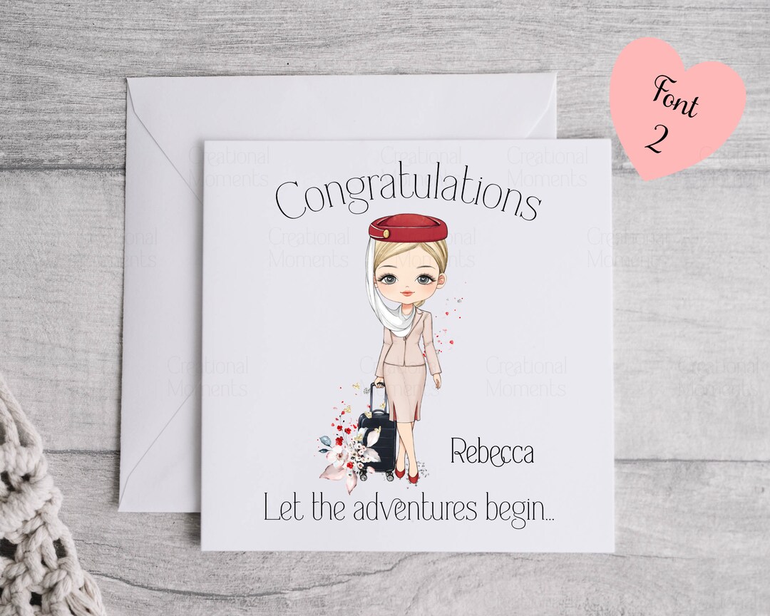 Personalised Flight Attendant Card, Air Hostess Card, Cabin Crew Card ...