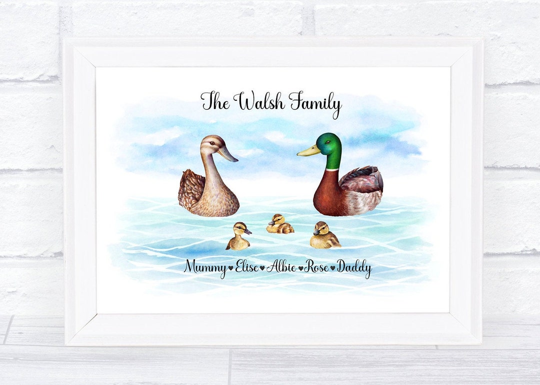Personalised Duck Family Print, Duck Lovers, New Home Gift, New Family ...