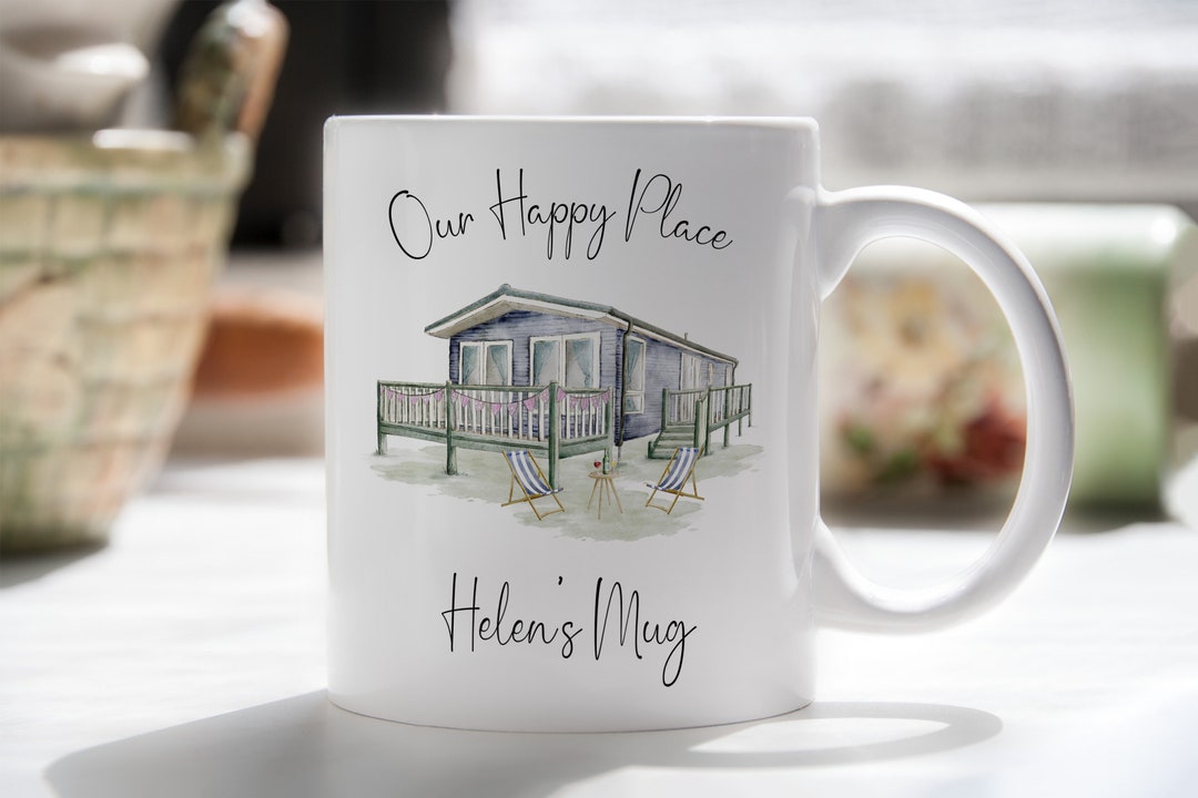 Static Caravan Mug, Personalised Vintage Static Caravan Mug, Choice of ...