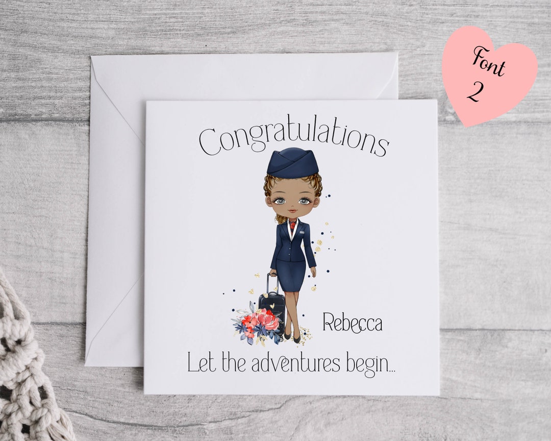 Personalised Flight Attendant Card, Air Hostess Card, Cabin Crew Card ...