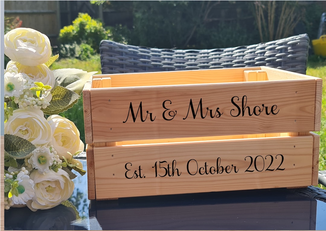 Personalised Wedding Box, Wedding Card Box, Wedding Gift, Wooden Crate ...