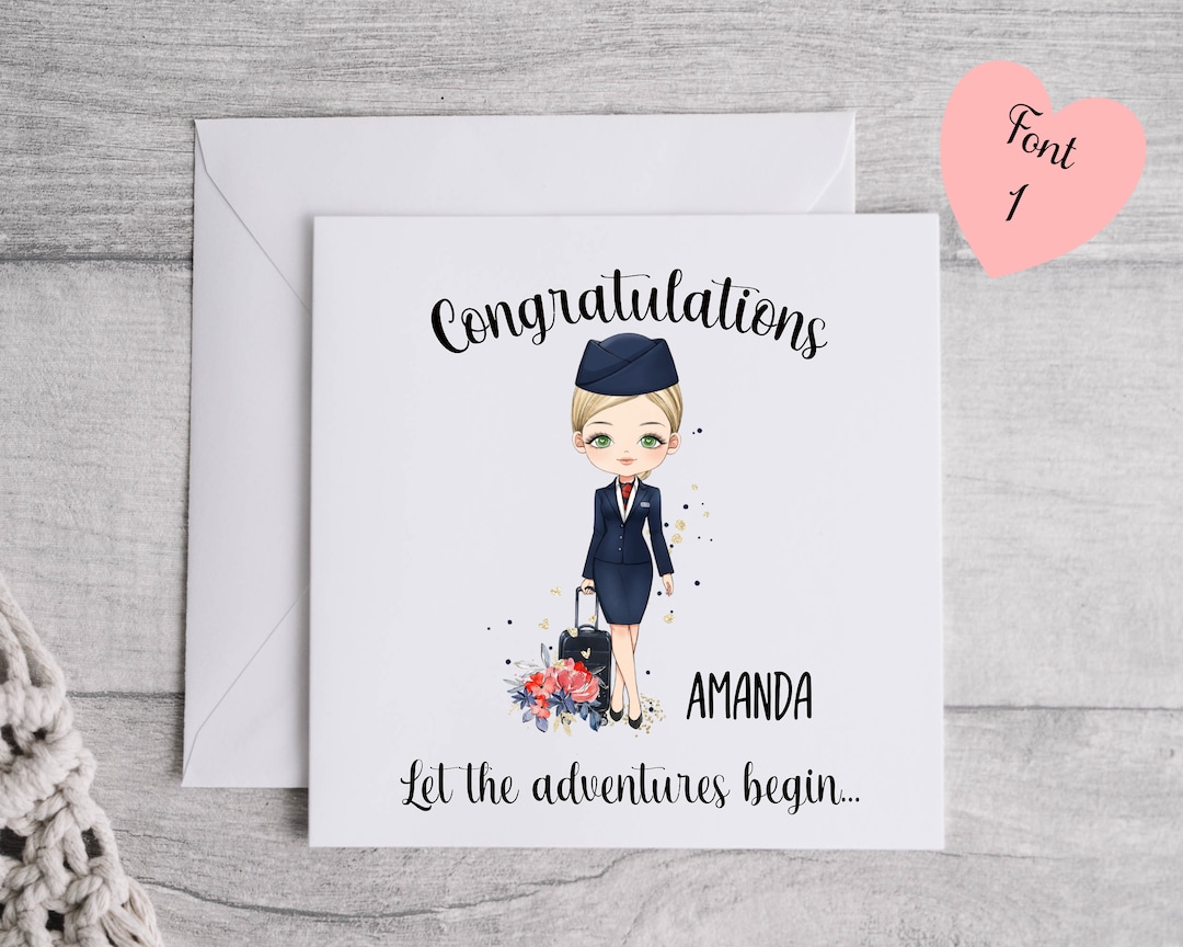Personalised Flight Attendant Card, Air Hostess Card, Cabin Crew Card ...