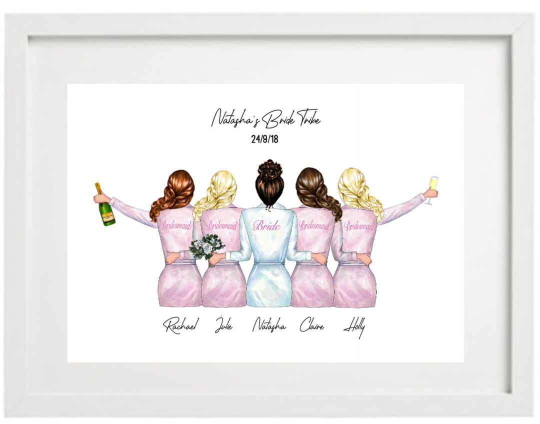 Personalised Wedding Print, Bride's Wedding Party Print - Bridal Party ...