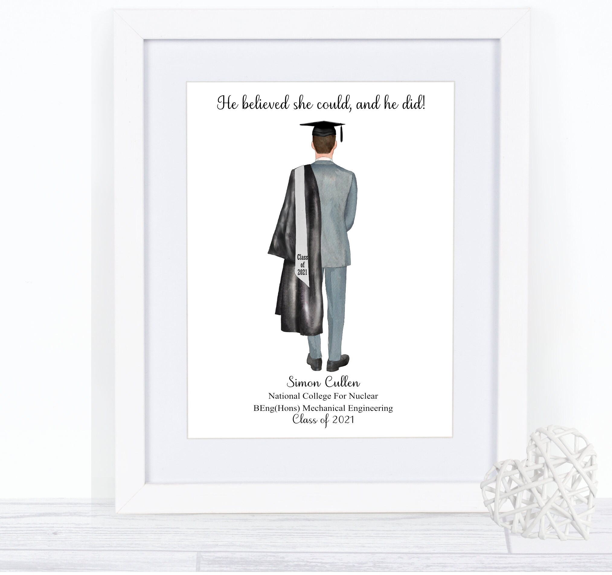 Male Graduation Print Personalised , Graduation Gift Ideas, Gift for ...