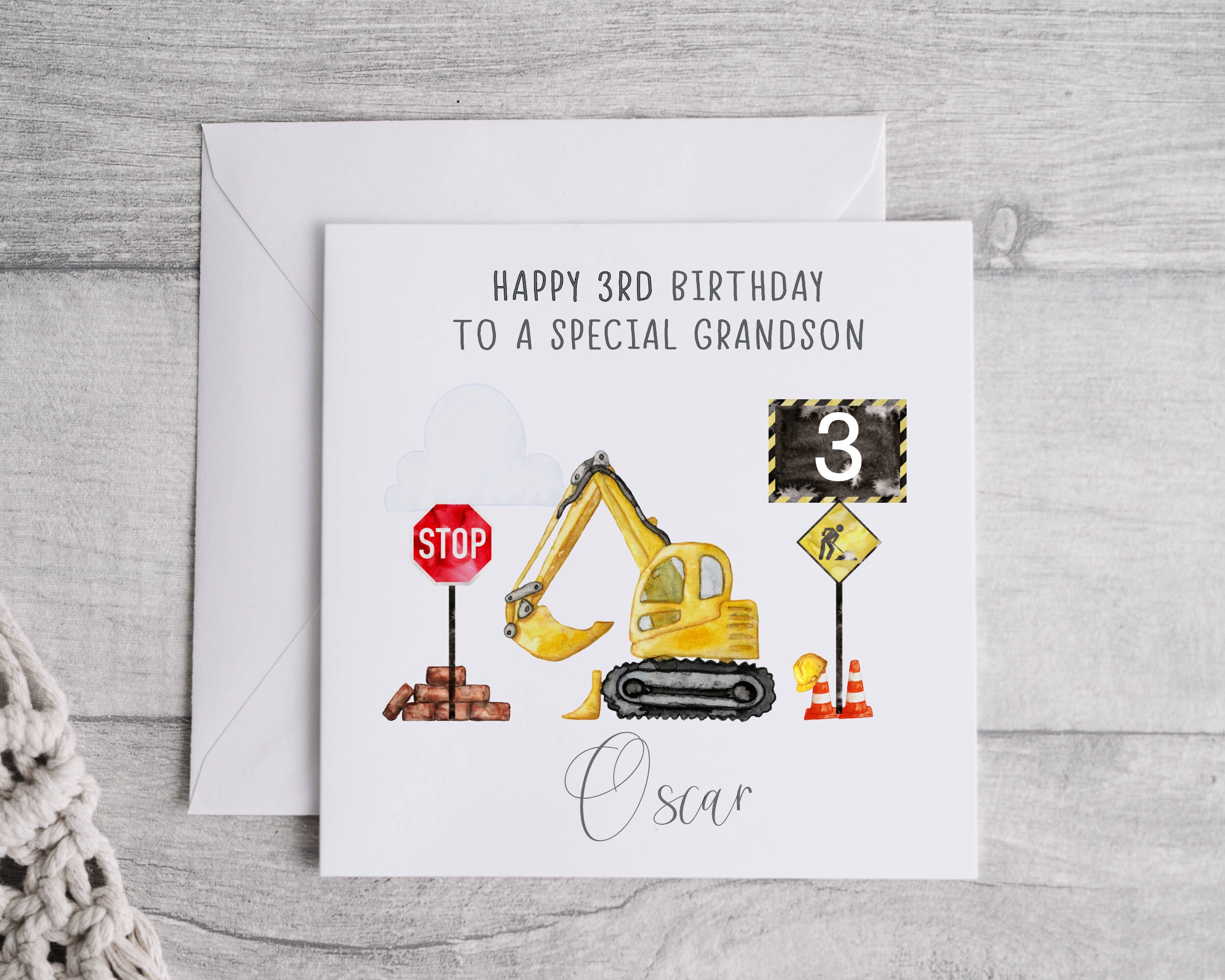 Personalised Digger Birthday Card for Son Grandson Nephew - Etsy